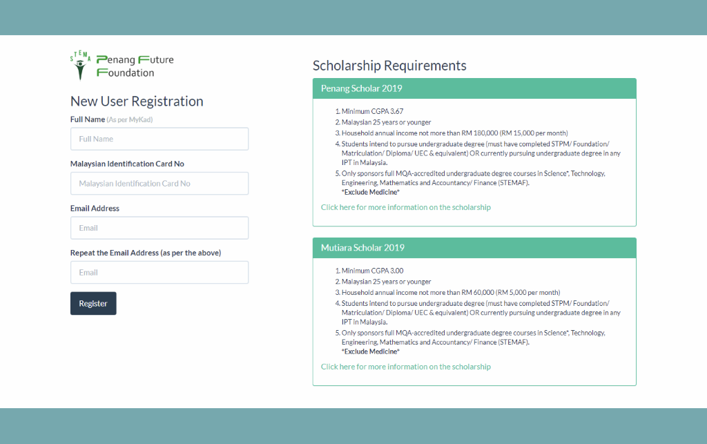 Online Application – Penang Future Foundation